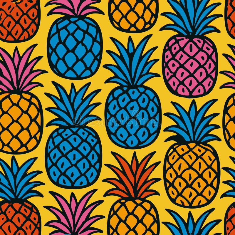 Pineapples Tropical Fun Print Design in Vector Stock Vector ...