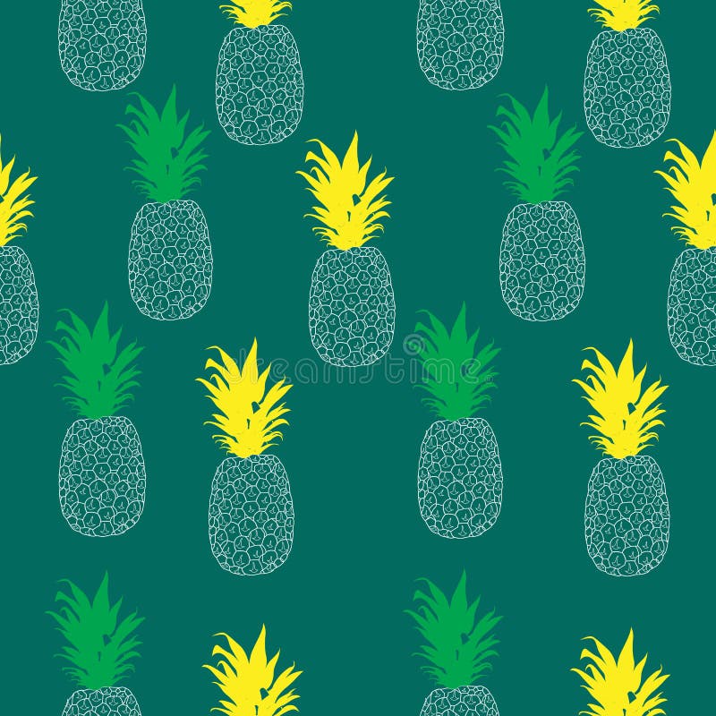 Pineapples Vector Background Seamless Repeat Pattern. Summer Colorful Tropical Textile Print ...