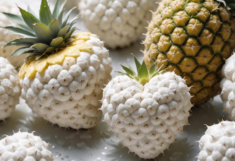 Pineberries, Their White, Heart-shaped Fruits Stock Illustration ...