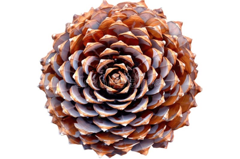 Pinecone And Its Fibonacci Spiral Pattern Isolated On White Stock