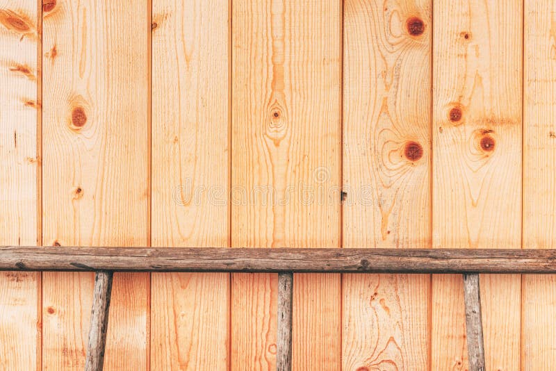 Pinewood Wall and Wooden Ladders As Abstract Background Stock Photo ...
