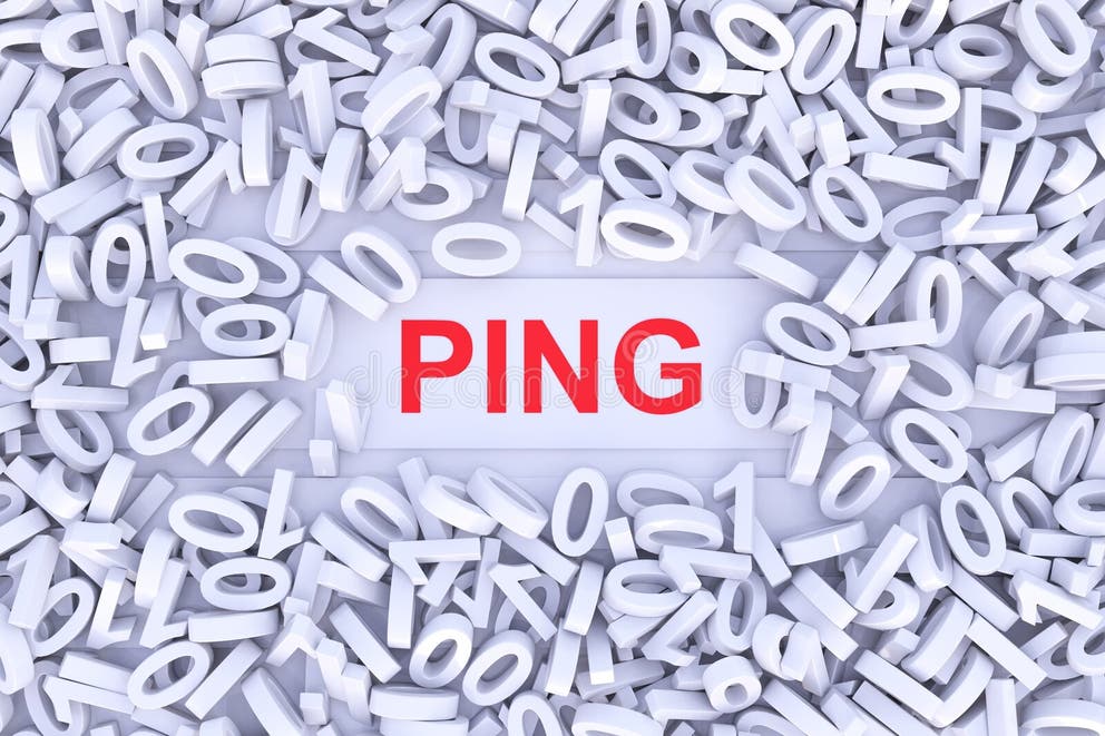 PING Concept with Scattered Binary Code 3D Stock Illustration ...