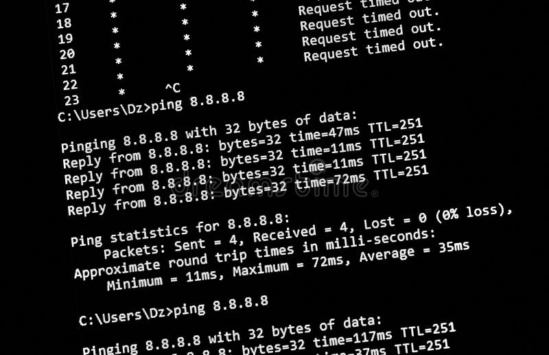 Ping network command stock photo. Image of computer - 153158532