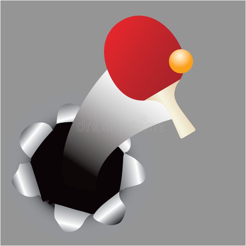 Ping Pong Ball and Paddle Coming Out of Hole Stock Vector ...