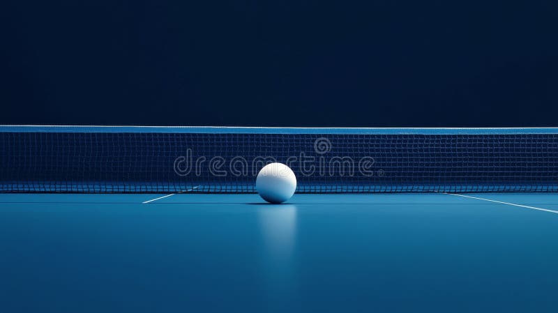 A Ping Pong Ball Rests on the Edge of a Blue Table during an Intense ...