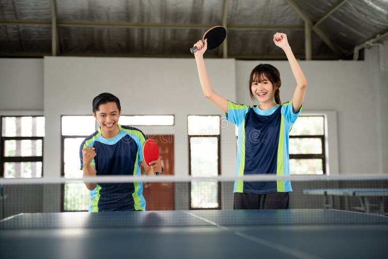 Ping Pong Doubles Players Excited when they Score Stock Image - Image ...