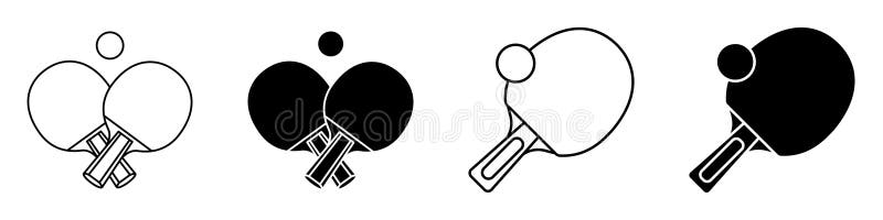Ping Pong Icons Versions Set in Black Flat and Line Style Stock Vector ...
