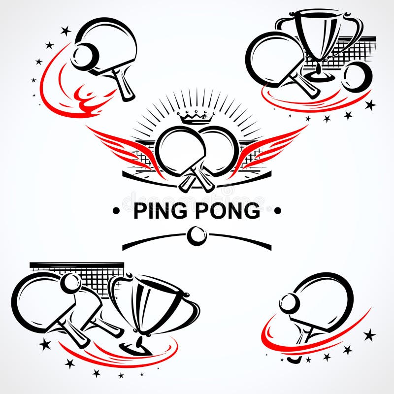 Ping Pong Labels and Icon Set. Collection Icons Ping Pong Stock ...