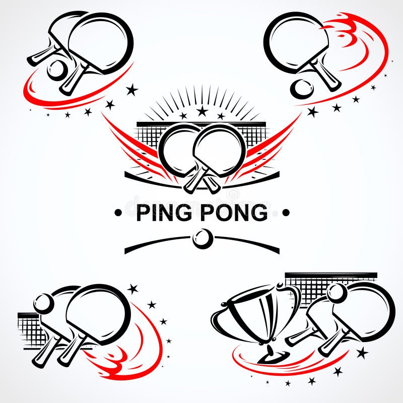 Ping Pong Labels and Icon Set. Collection Icons Ping Pong Stock Vector ...