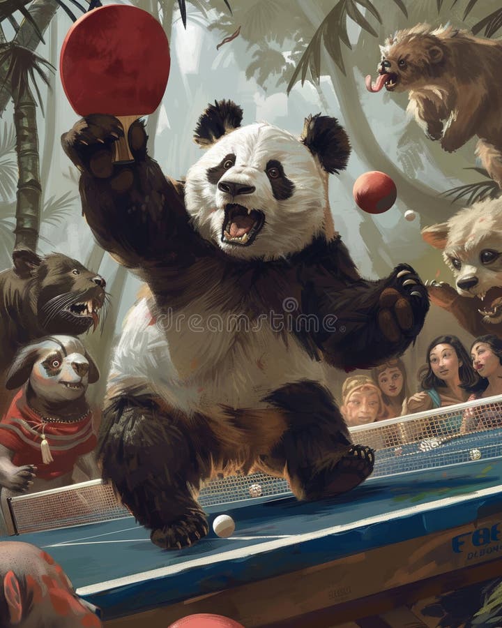 Pingpongplaying Panda Stock Illustrations – 1 Pingpongplaying Panda ...