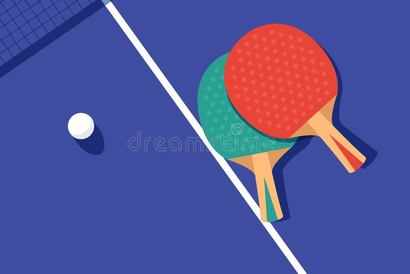Ping-Pong Poster, Two Rackets and Ball for Ping Pong on Table, Table ...