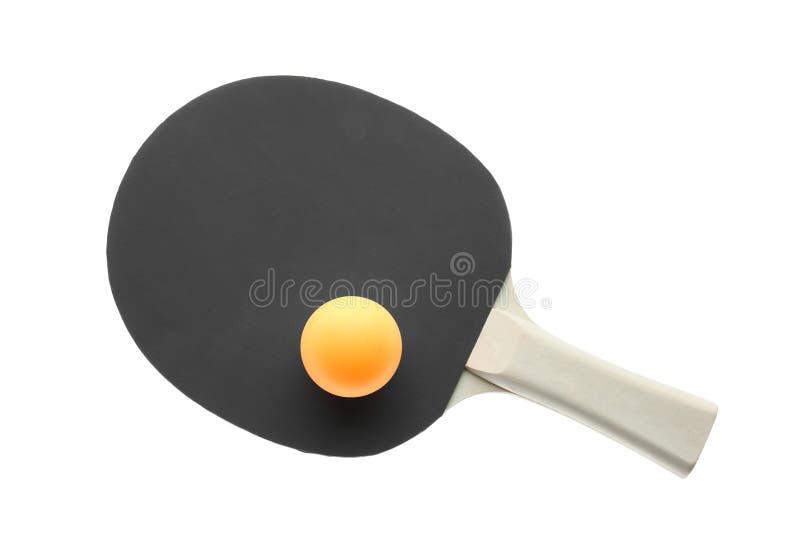 Ping Pong Racket and Ball Isolated on White, Top View Stock Photo ...