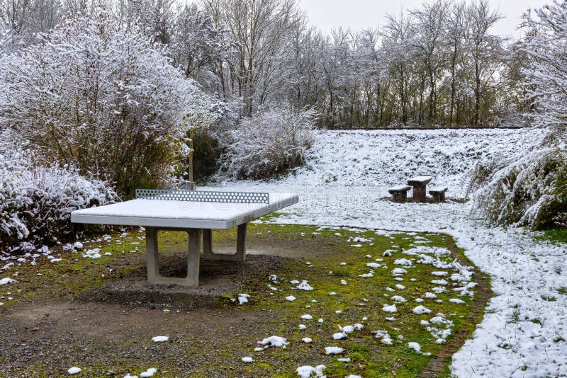 Ping Pong Table Covered with Snow Stock Photo - Image of snowdrift ...