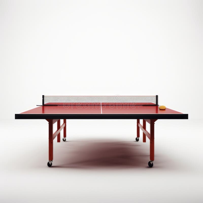 Meticulously Crafted Red Ping Pong Table on White Background Stock ...