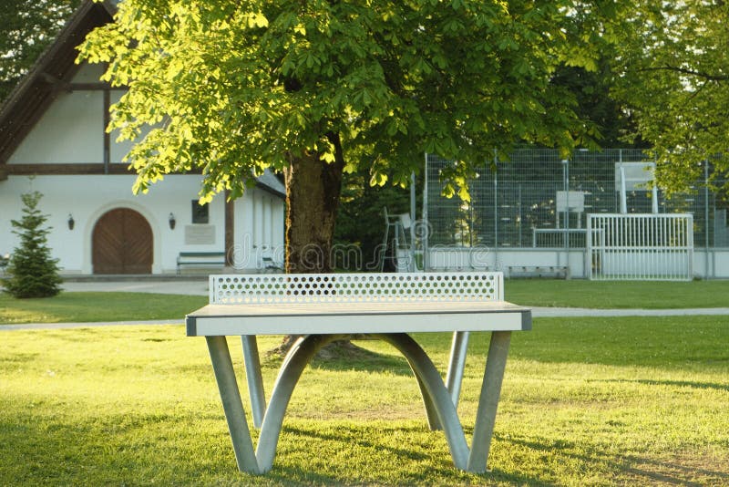 Ping Pong Table Under A Tree At A Community Park Stock Image Image Of Nature Park 255445123