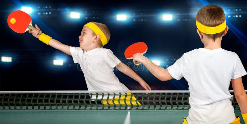 Two boys play ping-pong. stock image. Image of player - 134630085
