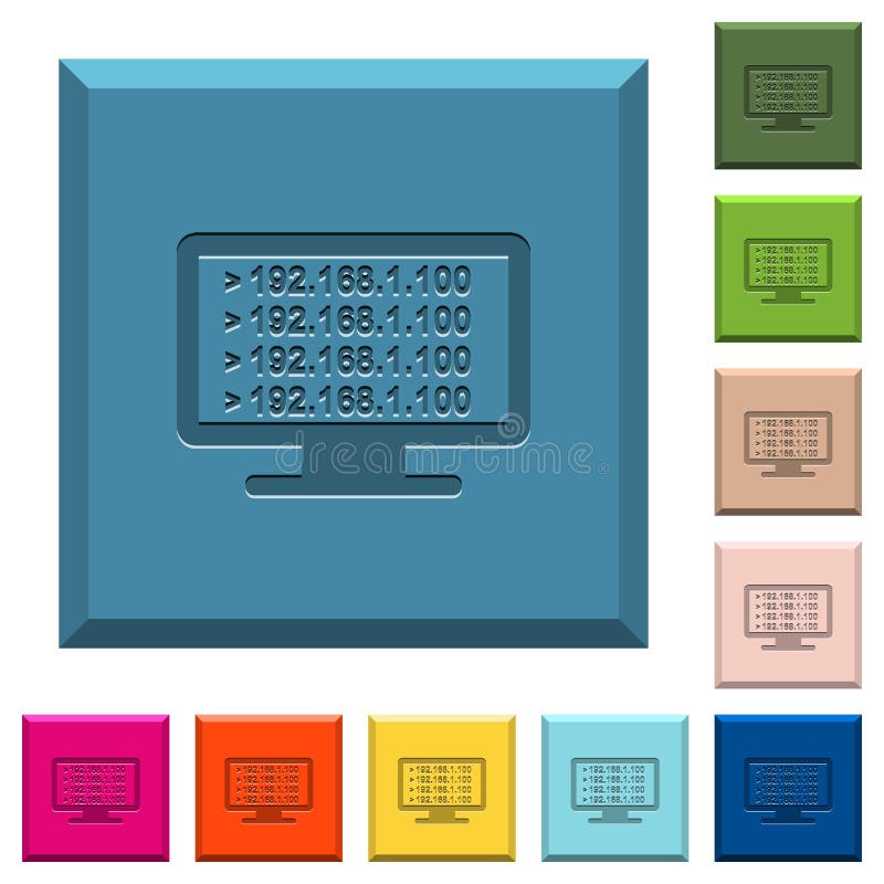 Ping Remote Computer Engraved Icons on Edged Square Buttons Stock ... Ping Remote Computer Engraved Icons on Edged Square Buttons Stock ...