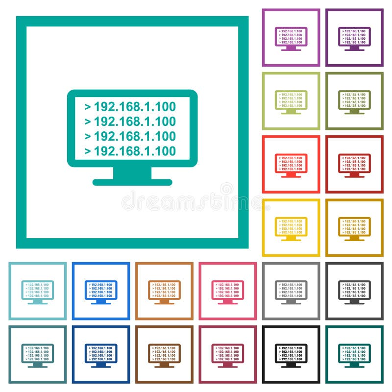 Ping Remote Computer Flat Color Icons with Quadrant Frames Stock Vector ...