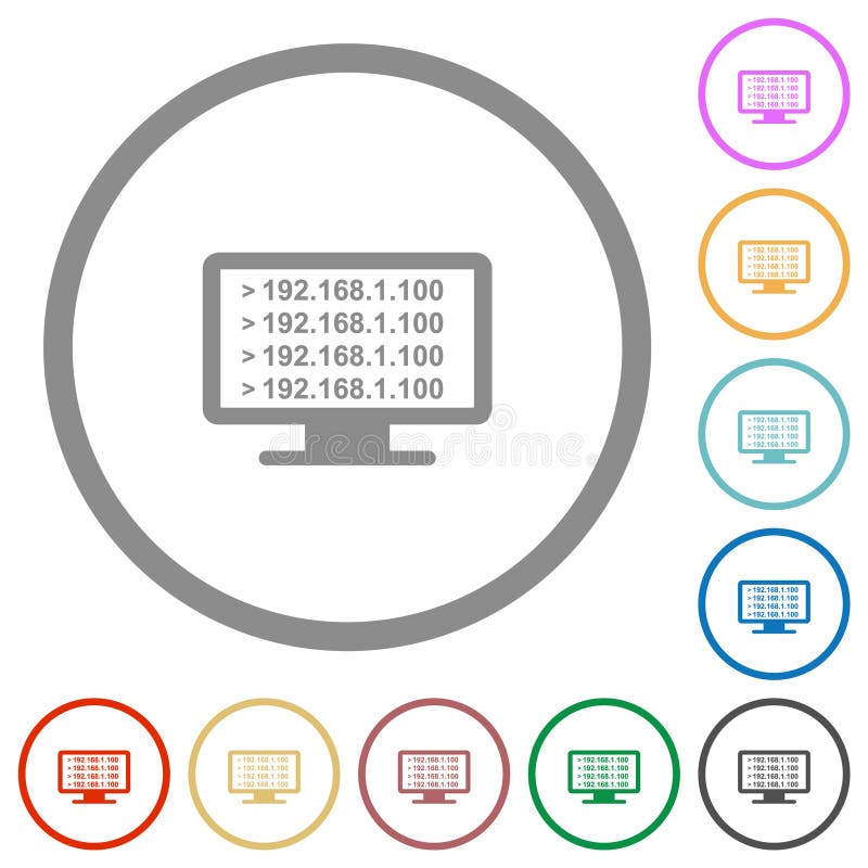 Ping Remote Computer Flat Icons with Outlines Stock Vector ...