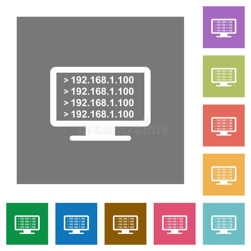 Ping Remote Computer Square Flat Multi Colored Icons Stock Vector ...