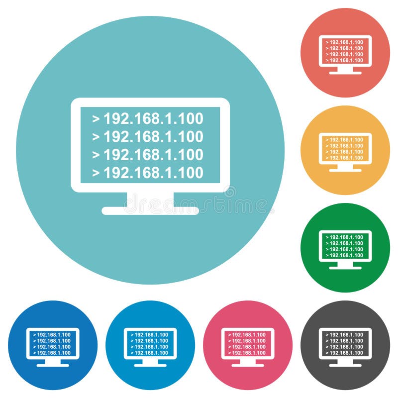 Ping Remote Computer Flat Round Icons Stock Vector - Illustration of ...