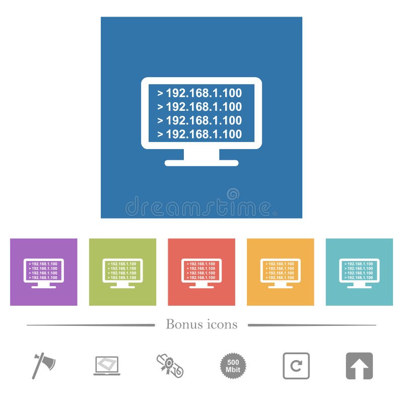 Ping Remote Computer Flat White Icons in Square Backgrounds Stock ...