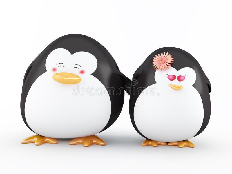 Pingouin dans l'amour illustration stock. Illustration du adorable ...
