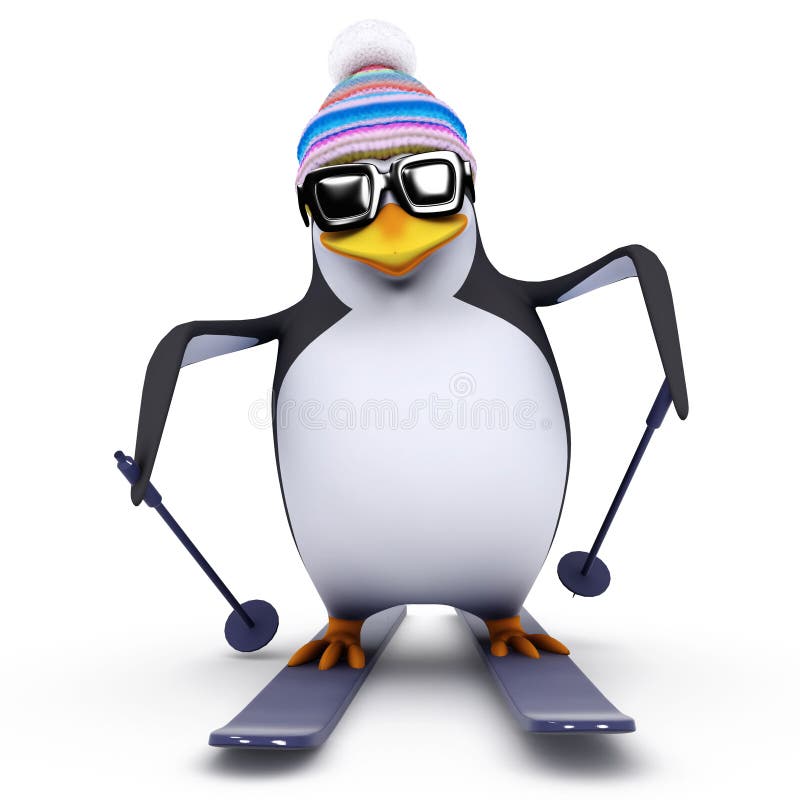 Pinguim do esqui 3d ilustração stock. Ilustração de animal - 39971512