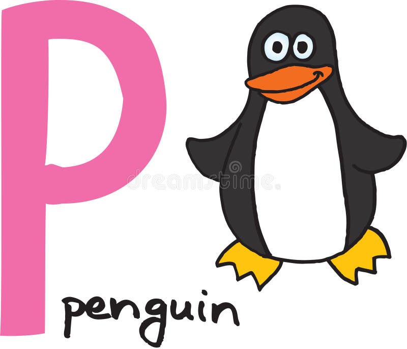 Bokstav P - pingvin vektor illustrationer. Illustration av natur - 10050193