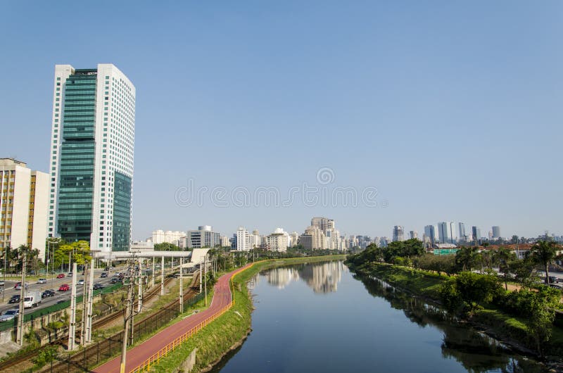 Pinheiros river stock photo. Image of reflection, modern - 59984076