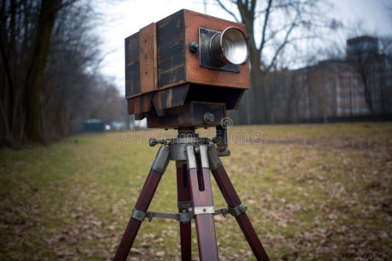 Pinhole Camera with Open Shutter on Tripod Stock Image - Image of ...