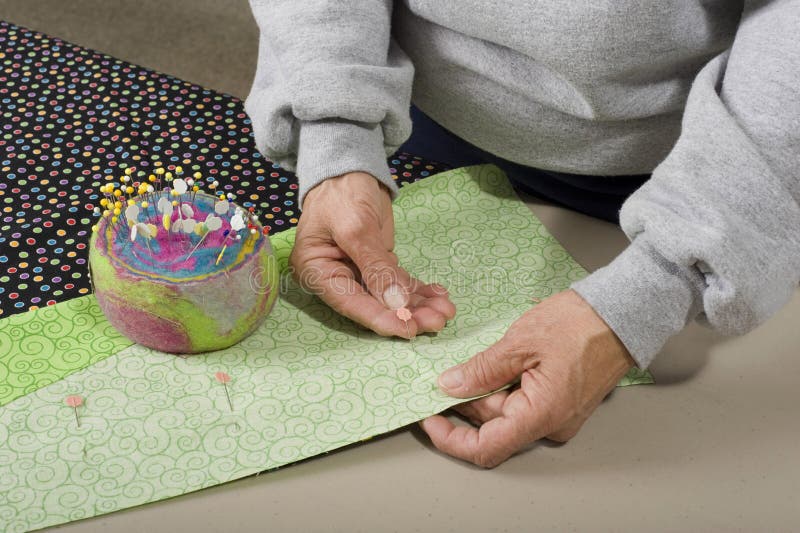 Pining quilt to backing stock photo. Image of color, fabric - 23485222