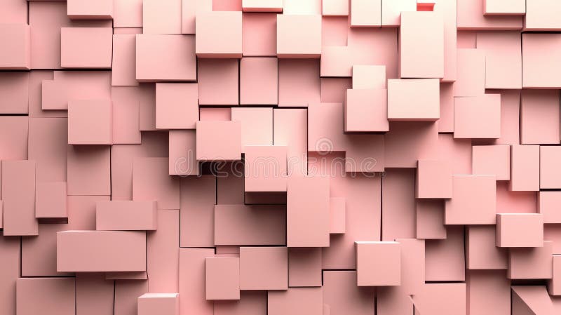 A Pink Abstract Arrangement of Rectangular Shapes in a Random Design ...