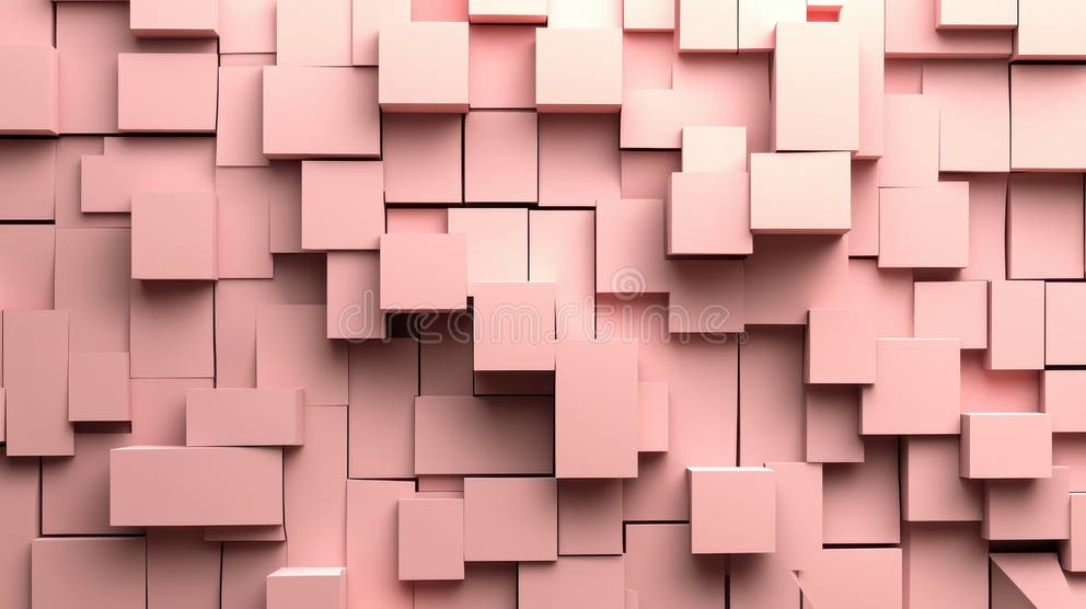 A Pink Abstract Arrangement of Rectangular Shapes in a Random Design ...