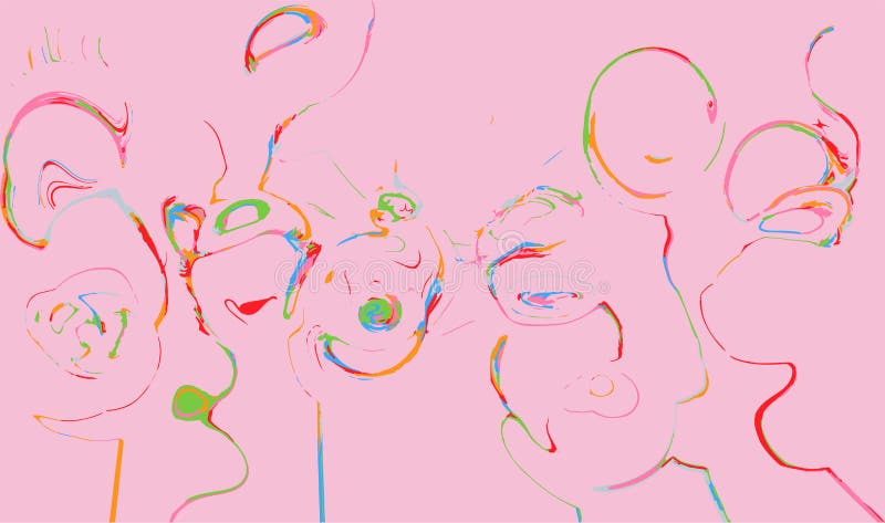 Pink Abstract Background with Colored Lines and Paint Patterns Stock ...