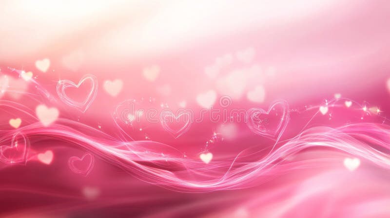 Pink Abstract Background with Hearts and Swirls Stock Illustration ...