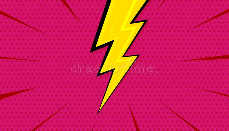 Pink Abstract Comic Background with Thunder Flash. Pop Art Background ...