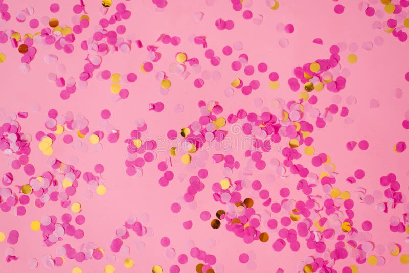 Pink Abstract Confetti Background with Lots of Falling Circles. Festive ...