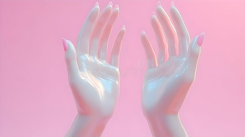 Pink Abstract 3D Render of Elegant Hands Stock Illustration ...