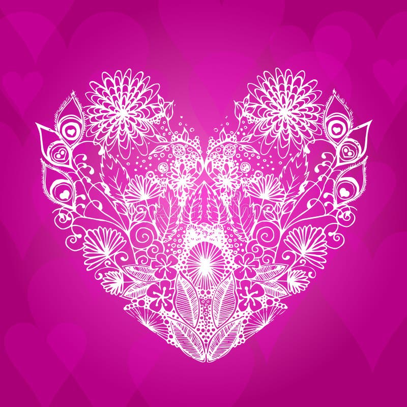 Pink abstract floral heart stock vector. Illustration of paint - 42190750