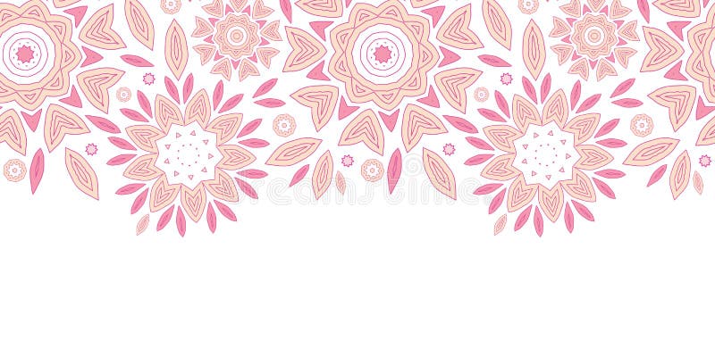 Pink Abstract Flowers Horizontal Seamless Pattern Stock Vector ...