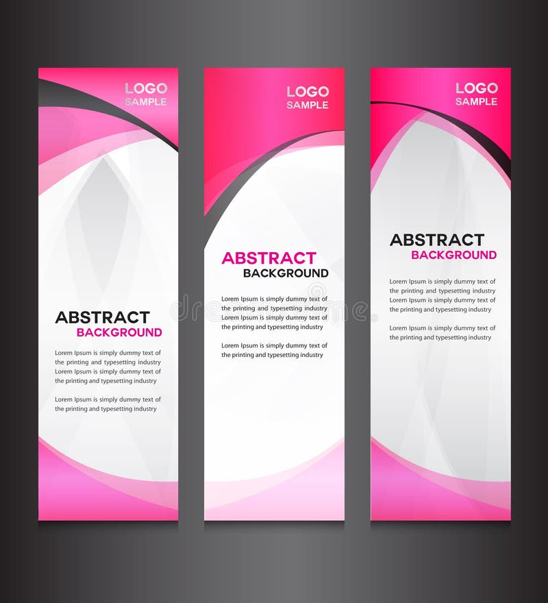 Pink Abstract Horizontal Banner Design Stock Vector - Illustration of ...