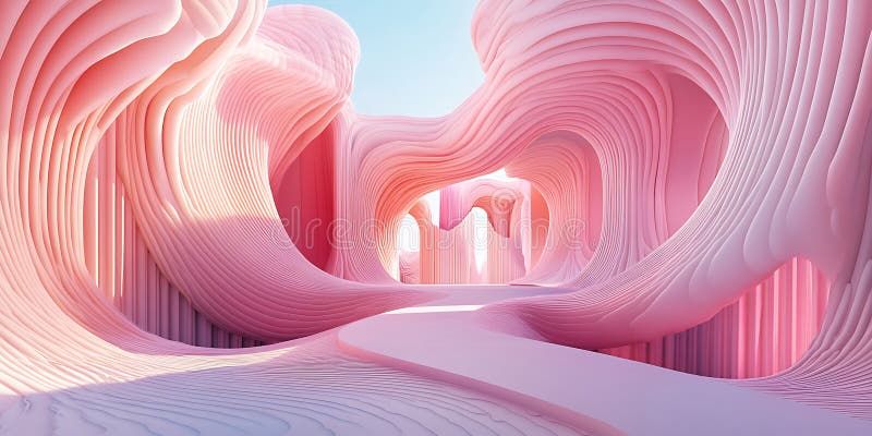 Pink Abstract Landscape Dreamy Digital Art Background Stock ...