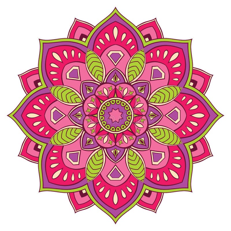 Pink abstract mandala. stock vector. Illustration of circle - 73545042
