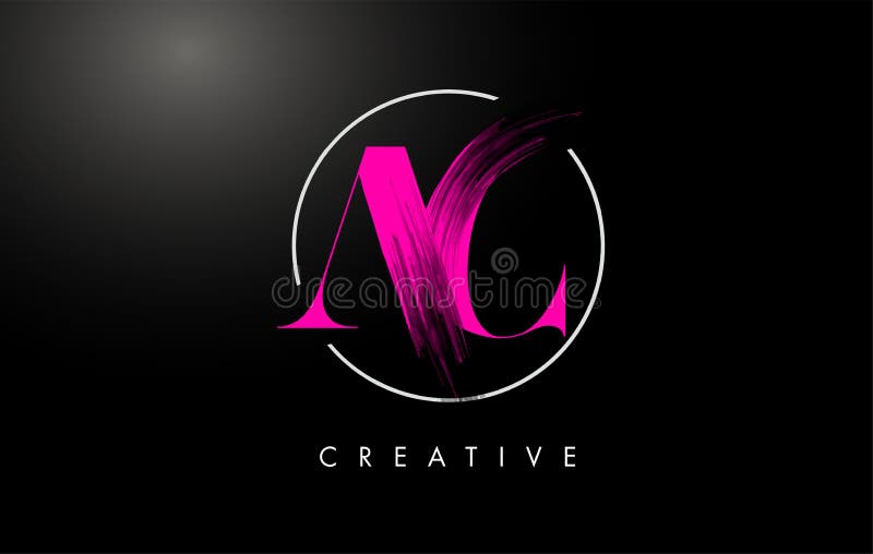 Pink AC Brush Stroke Letter Logo Design. Pink Paint Logo Leters Icon ...