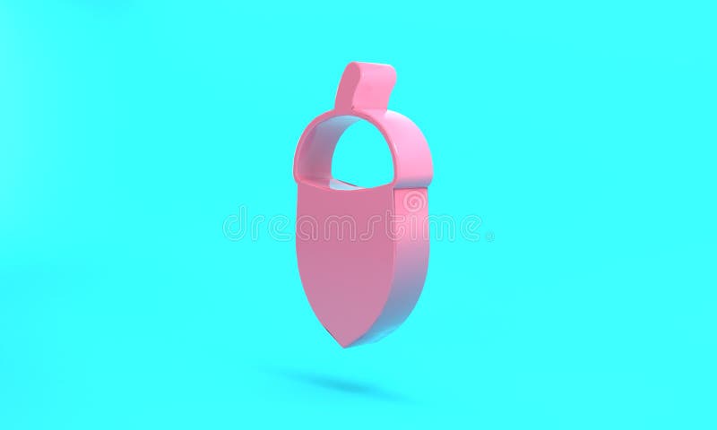 Pink Acorn Icon Isolated on Turquoise Blue Background. Minimalism ... Pink Acorn Icon Isolated on Turquoise Blue Background. Minimalism ...