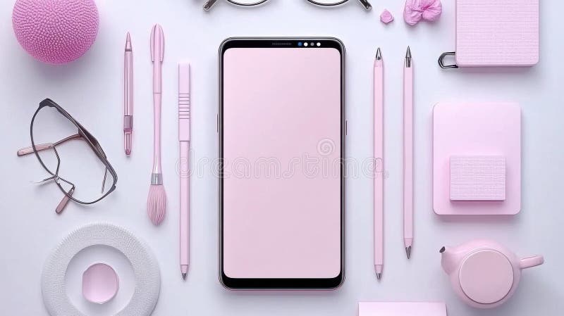 Pink Aesthetic Desk Setup stock image. Image of inspiration - 366373009