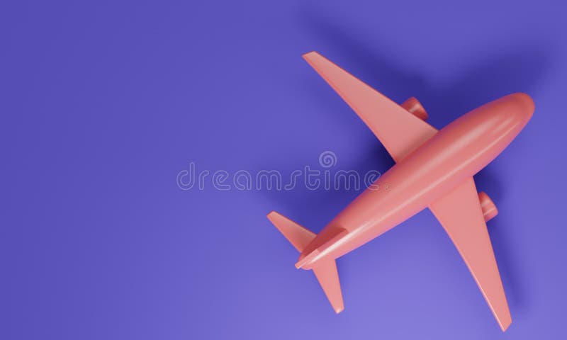 A Pink Airplane Model Viewed from Above. 3d Rendering Stock ...