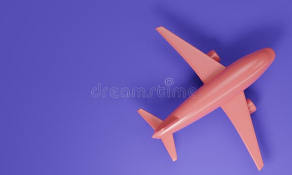 A Pink Airplane Model Viewed from Above. 3d Rendering Stock ...
