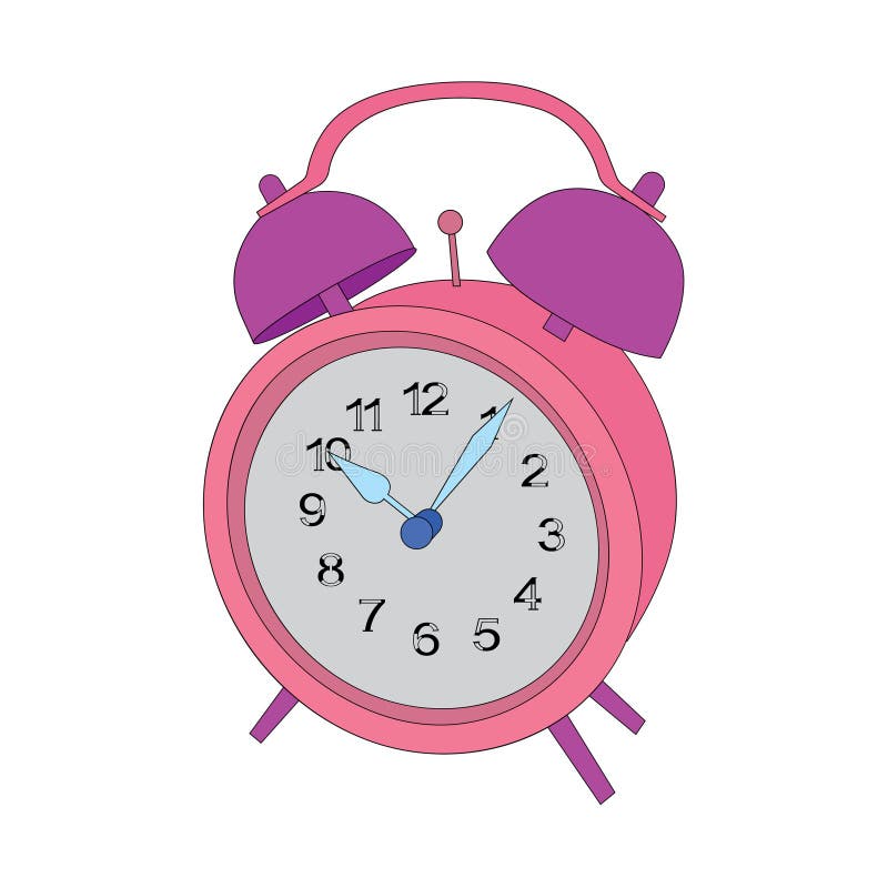 Pink Alarm Clock Cartoon Design Stock Illustration - Illustration of ...